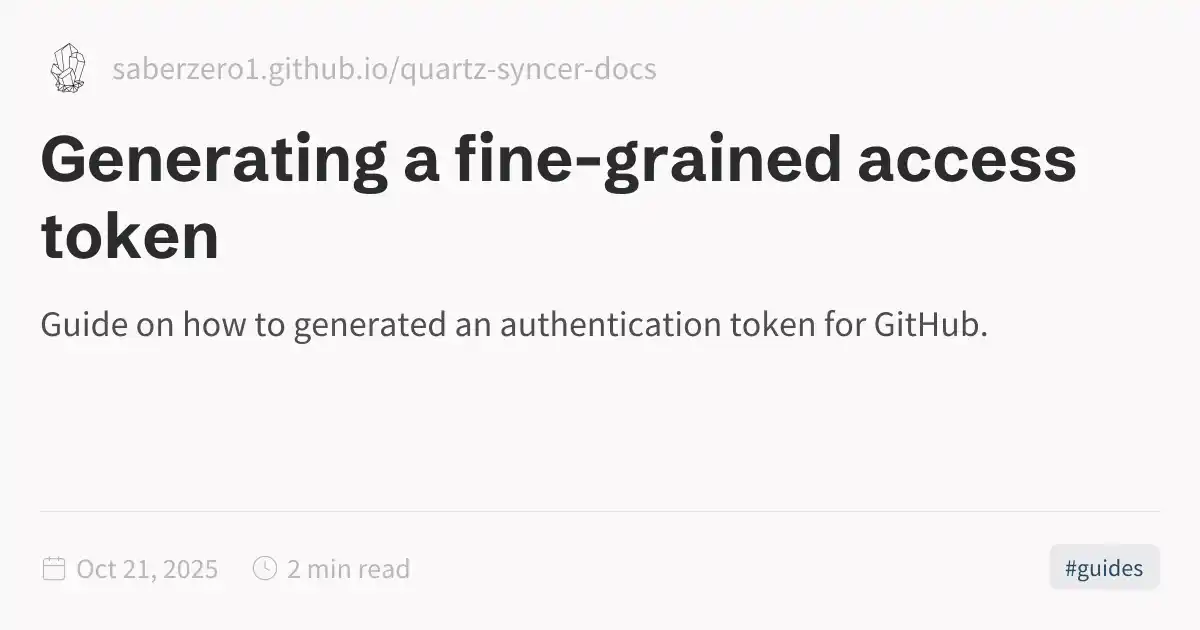 Generating a fine-grained access token