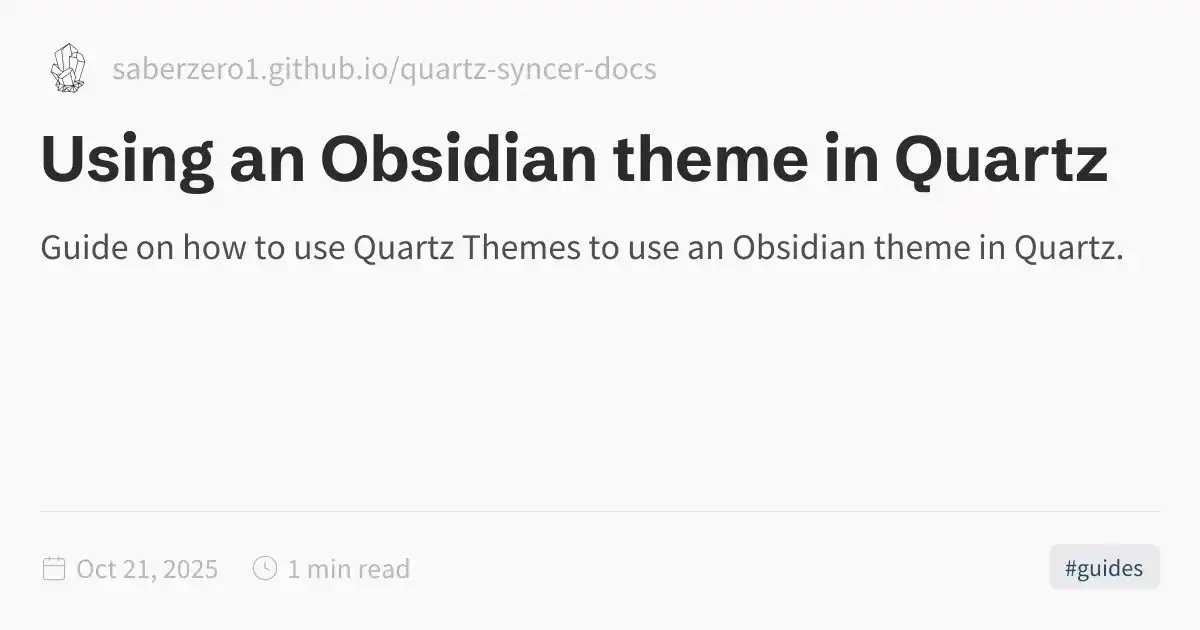 Using an Obsidian theme in Quartz