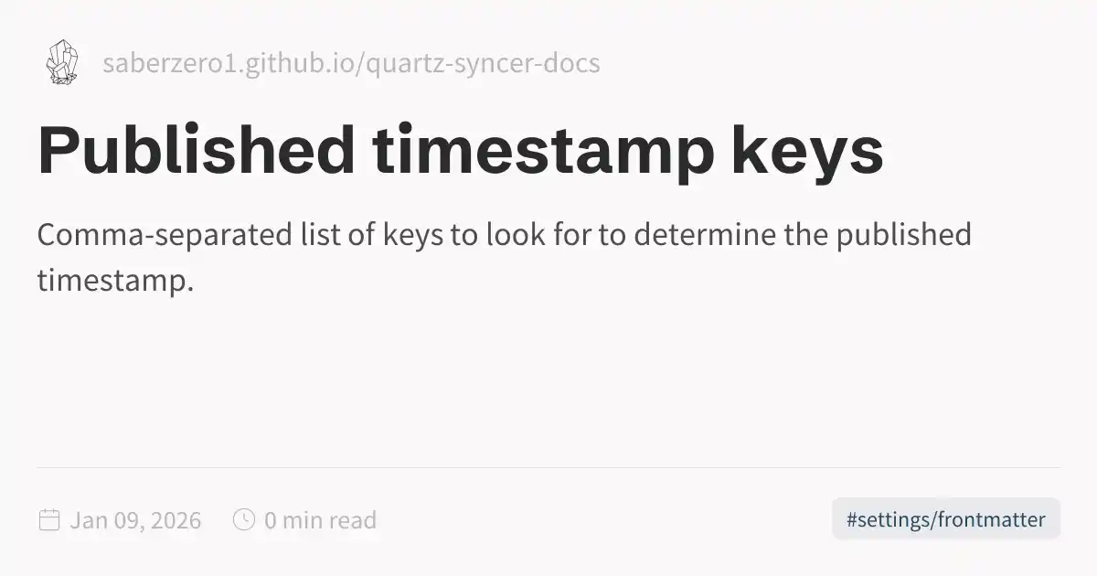 Published timestamp keys