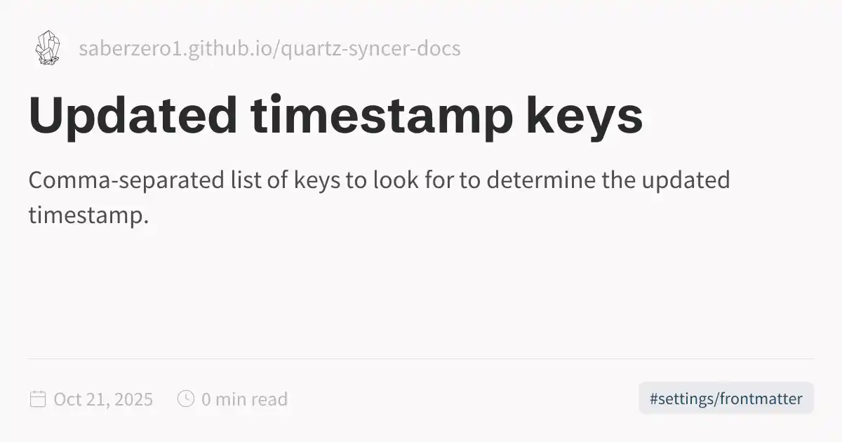 Updated timestamp keys